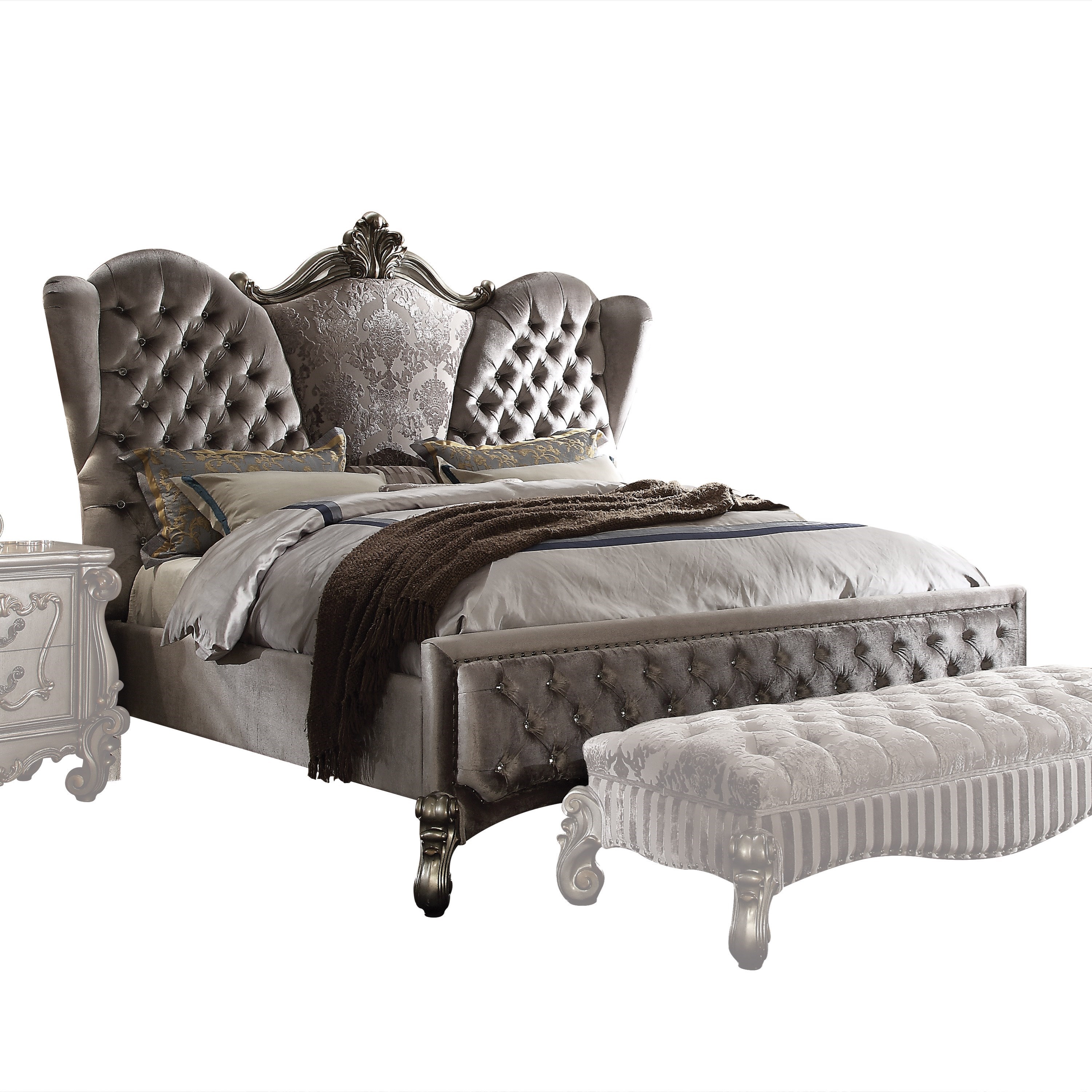Acme Furniture Versailles 26820Q Queen Bed A1 Furniture Mattress Upholstered Beds